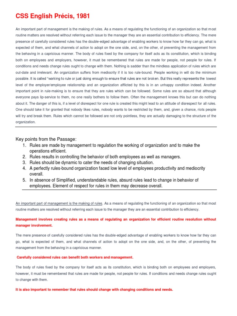 CSS English Precis, 1981 PDF | PDF | Employment | Business