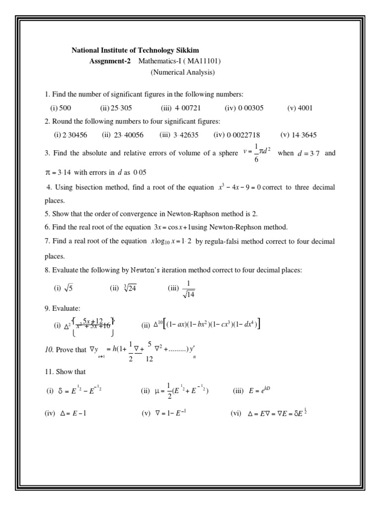 Numerical Analysis Assignment Solutions | PDF | Interpolation ...