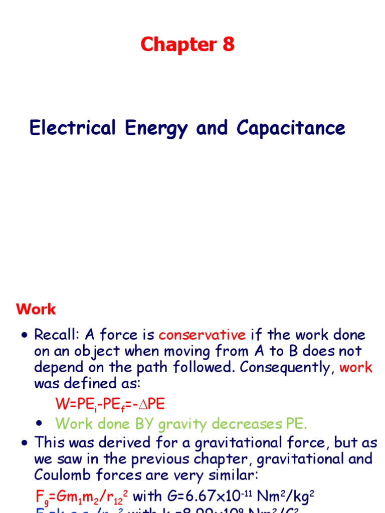 Electrical Energy and Capacitors Explained | PDF | Potential Energy ...