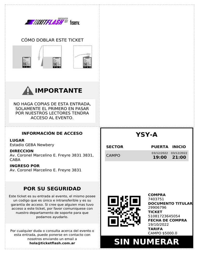 Instrucciones para Ticket de Evento | PDF