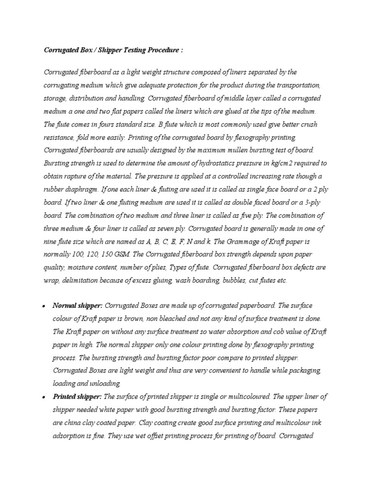 Corrugated Box Testing Pdf Business Process Materials