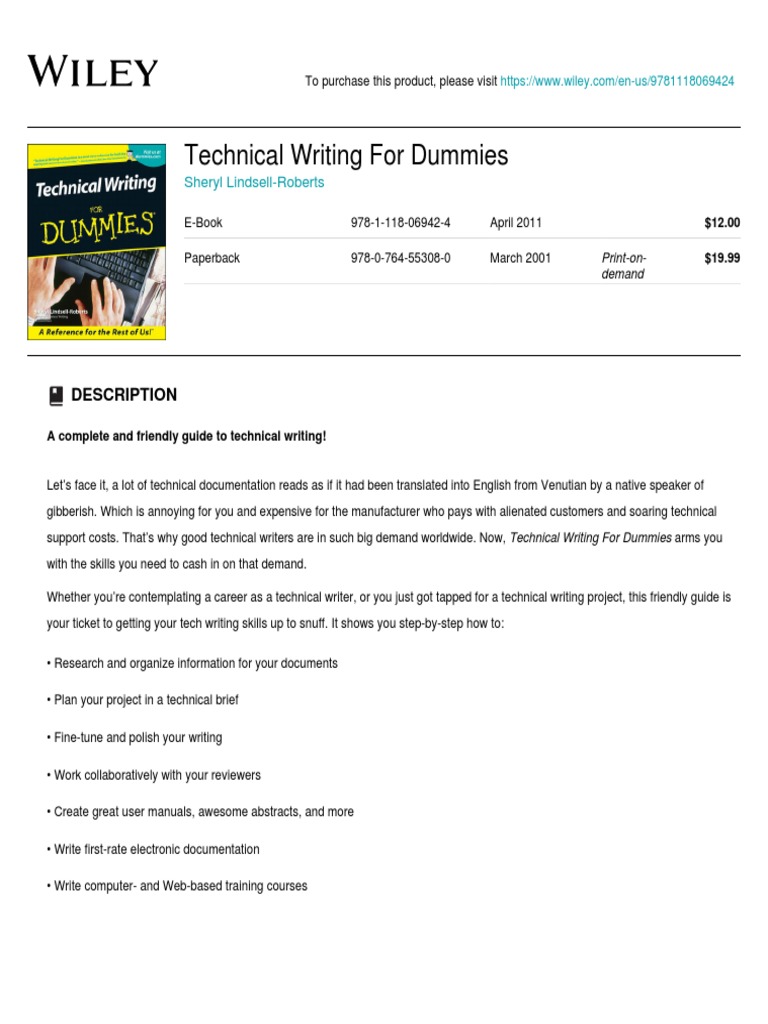 Wiley - Technical Writing For Dummies - 978-1-118-06942-4 | PDF ...