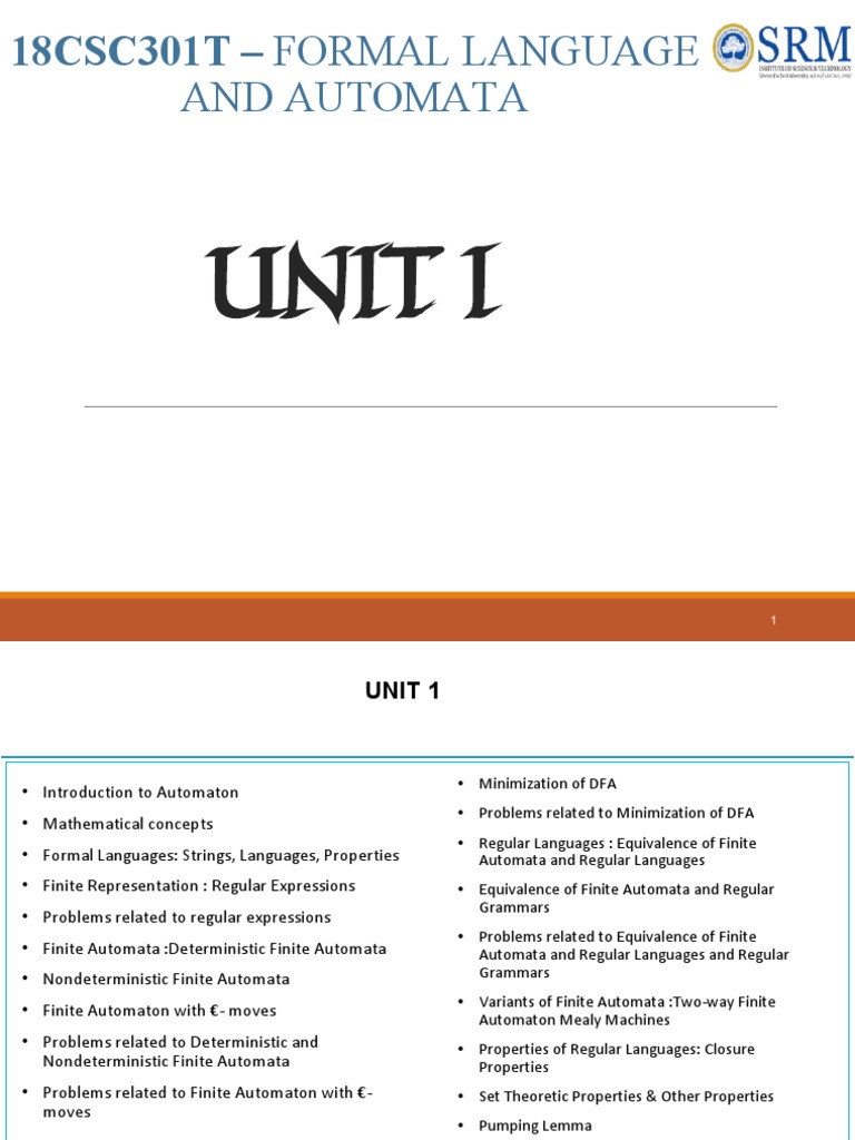 FLA Unit I PDF | PDF | Models Of Computation | Mathematical Logic