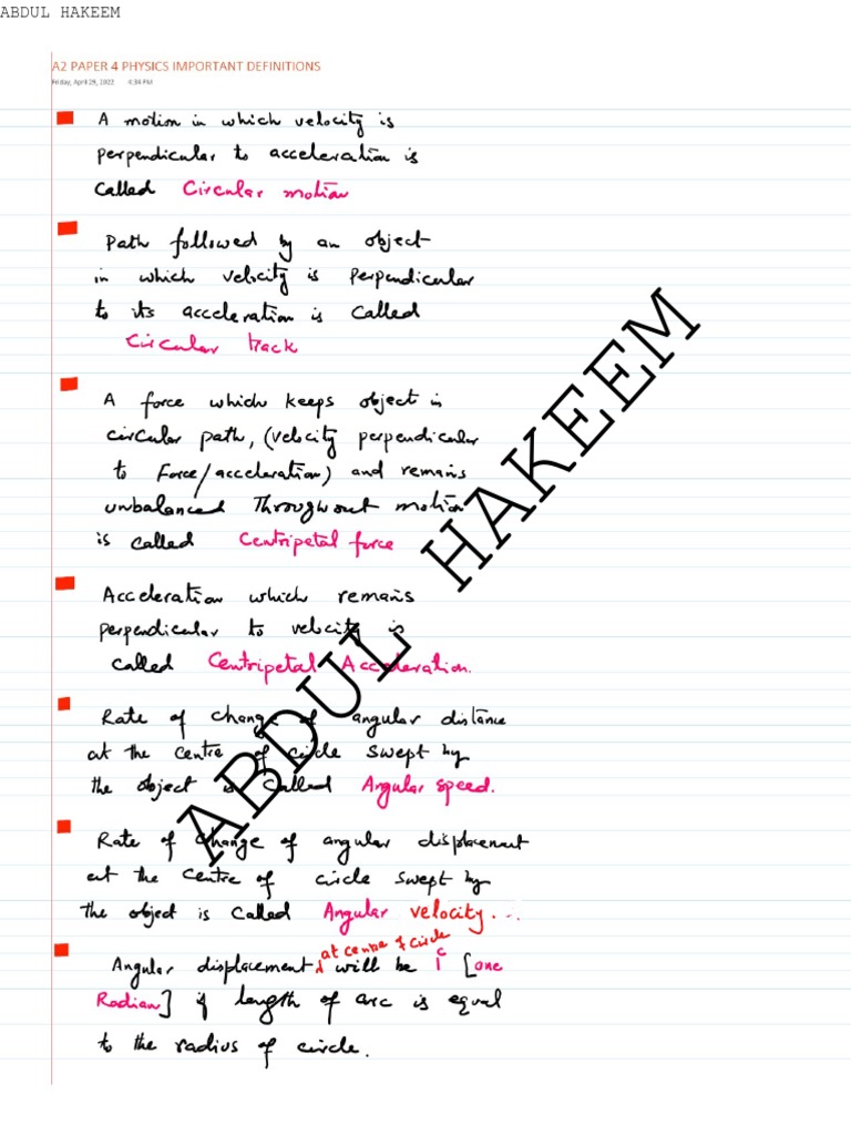 A Level Physics Definitions-1 | PDF