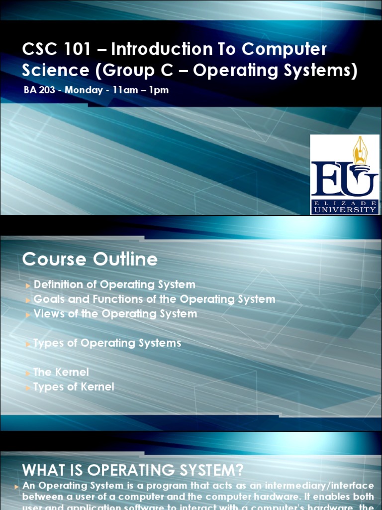 CSC 101 - Operating System-Week1 | PDF | Operating System | Computer Hardware
