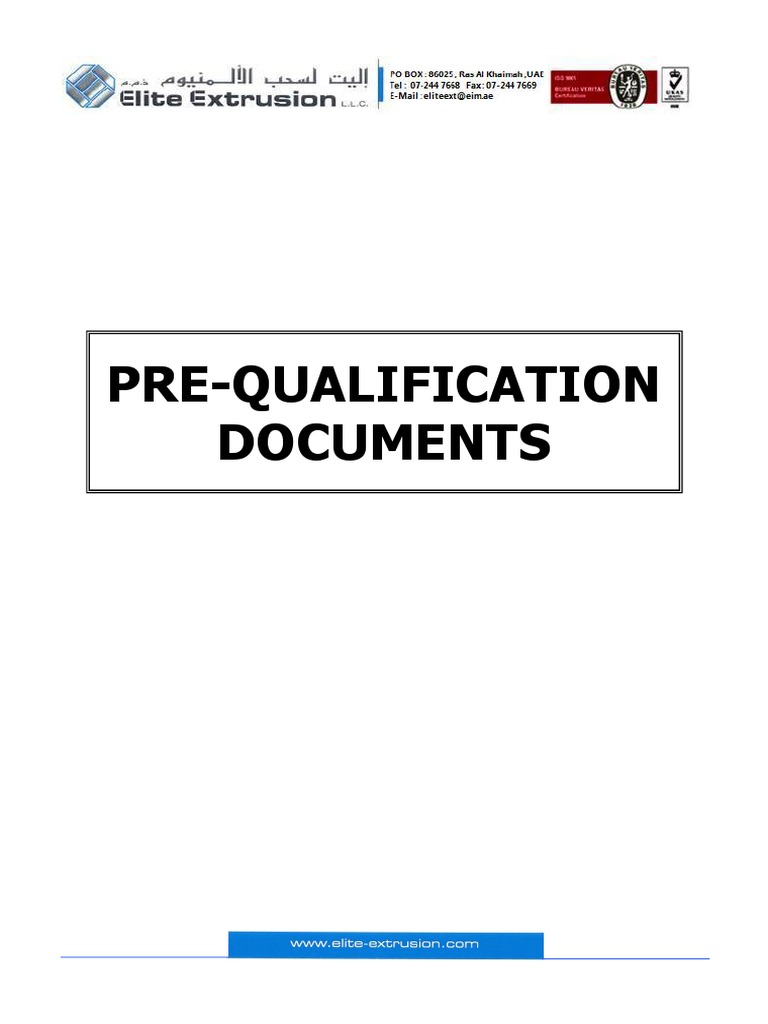 Elite Prequalification | PDF | Extrusion | Iso 9000