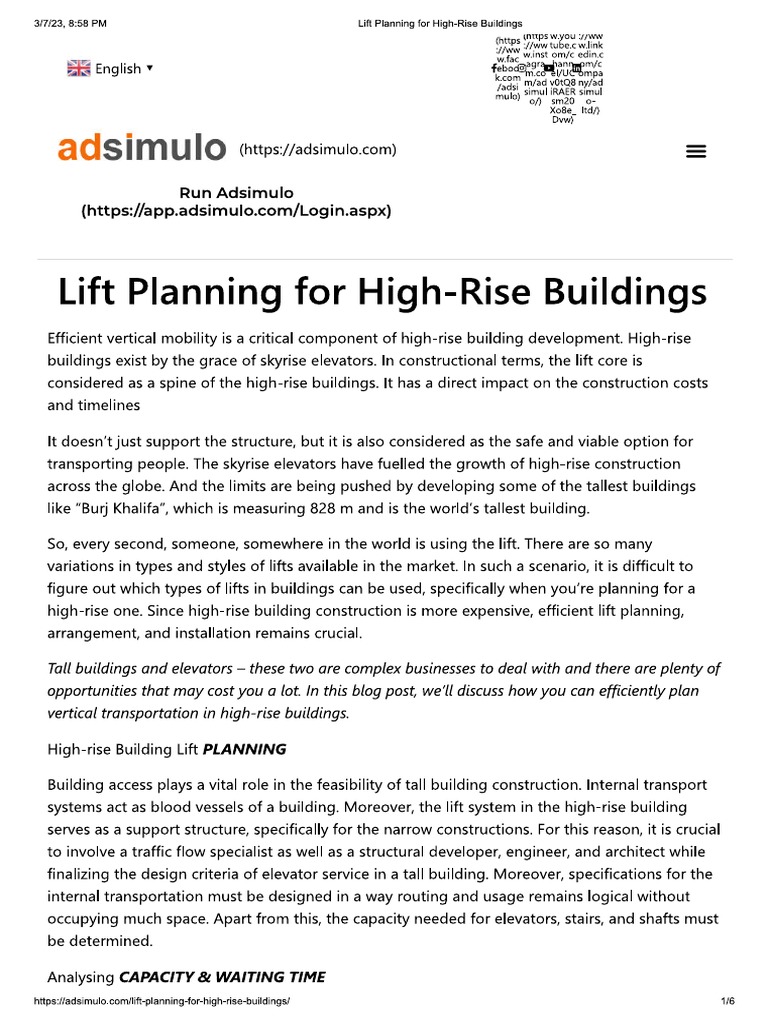 Lift Planning For High-Rise Buildings | PDF