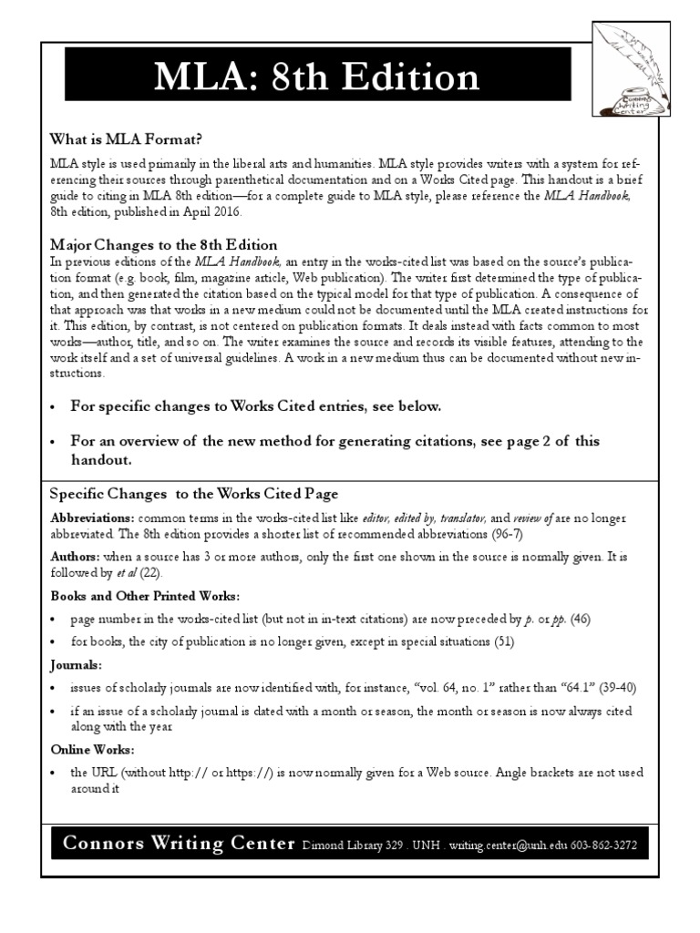 MLA Style 8th Ed PDF | PDF | Citation | Digital Object Identifier