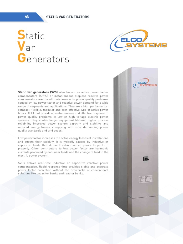 SVG Brochure | PDF | Capacitor | Ac Power