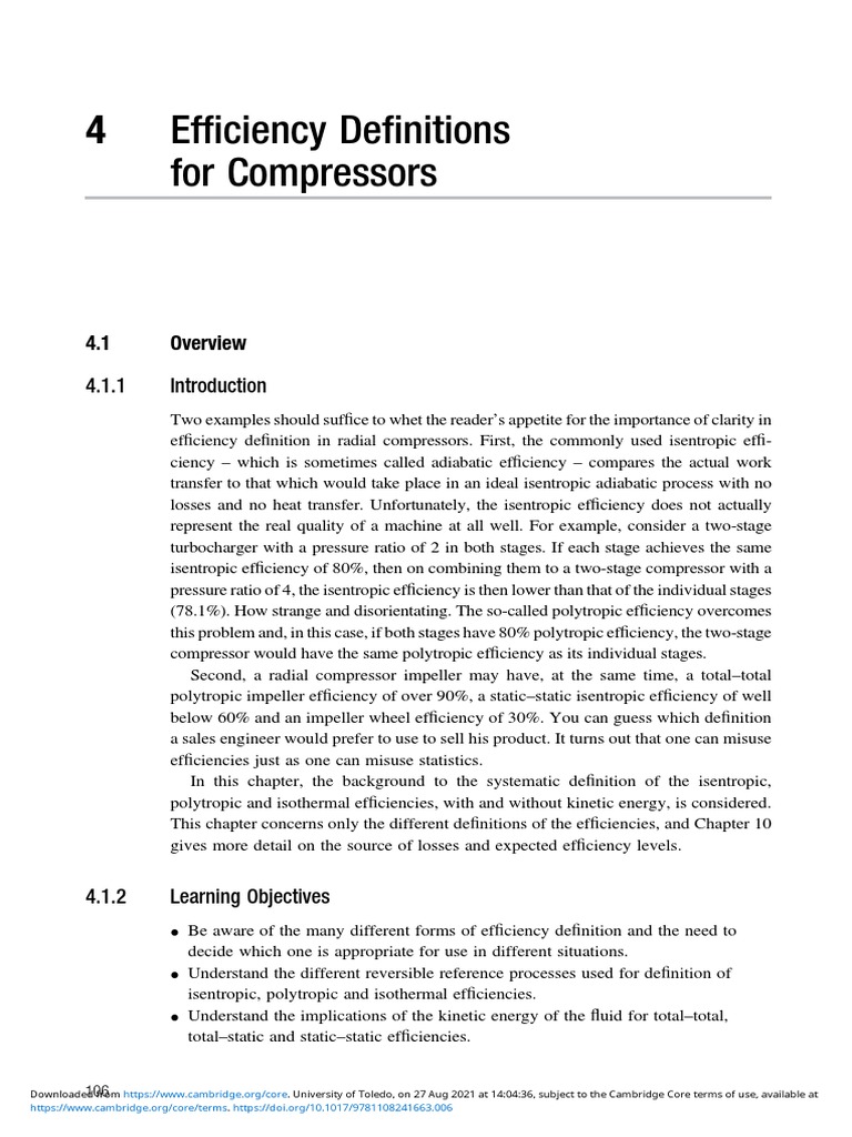 Compressor Efficiency Definitions Explained | PDF | Enthalpy ...