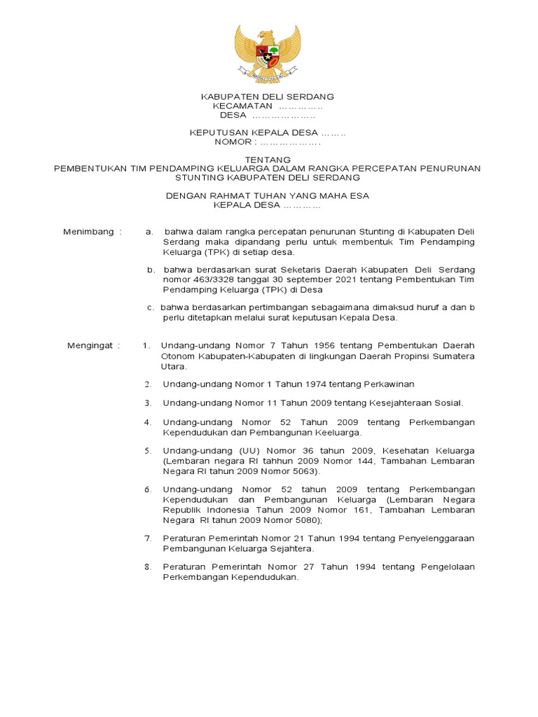 SK Pembentukan Tim TPK 2021 Contoh | PDF