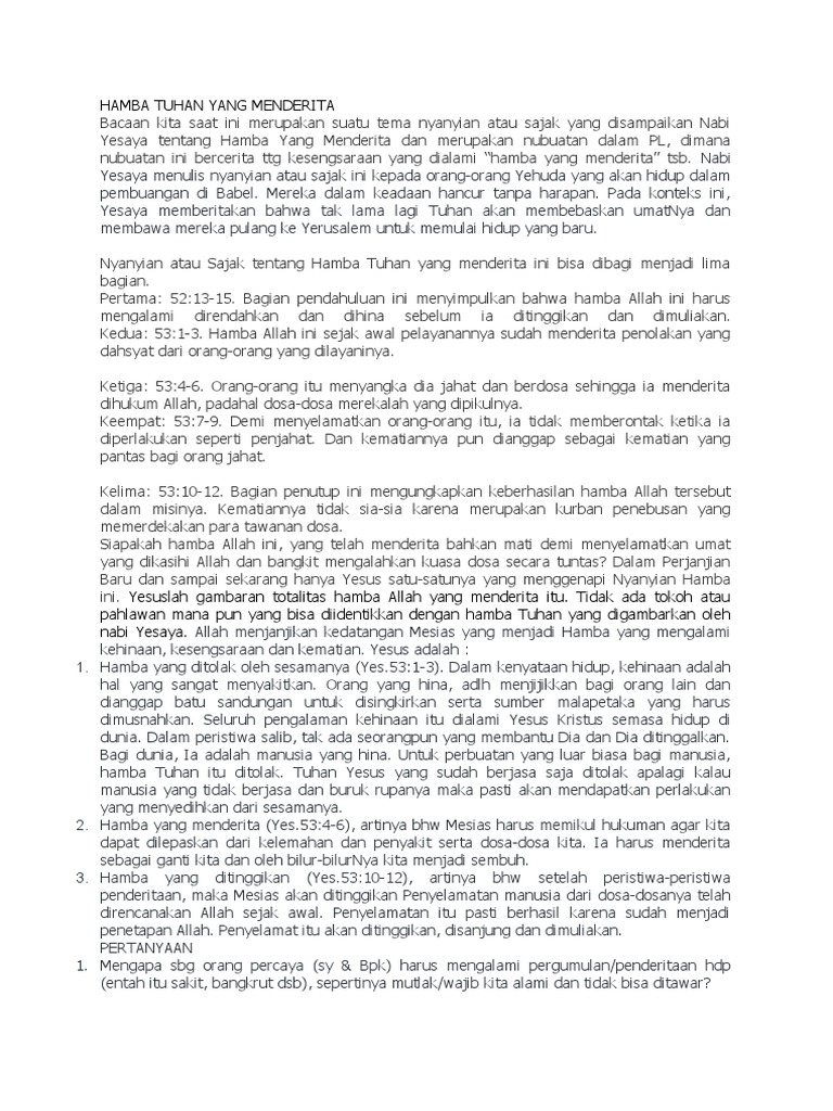 Bahan Khotbah Yesaya 52 | PDF