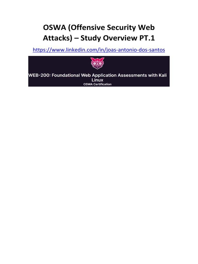 OSWA (Offensive Security Web Attacks) - Study Overview PT.1 PDF | PDF ...