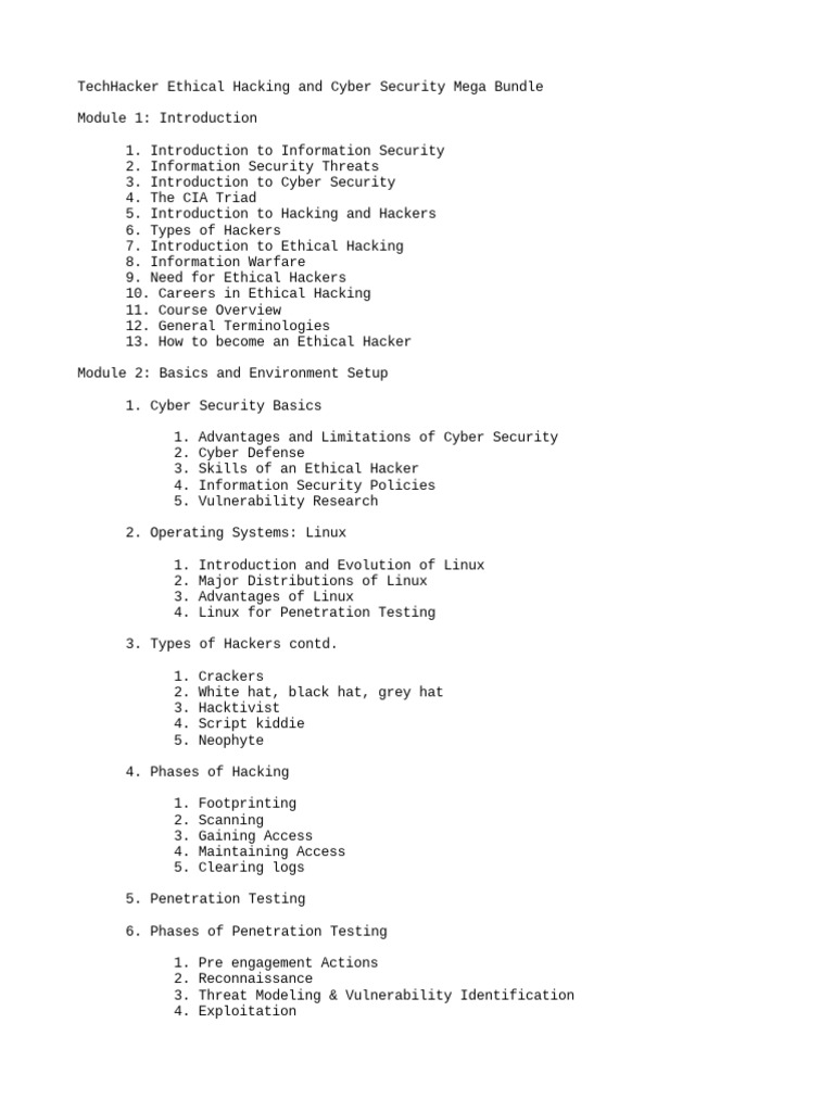 TechHacker Bundle Syllabus | PDF | Denial Of Service Attack | Wi Fi