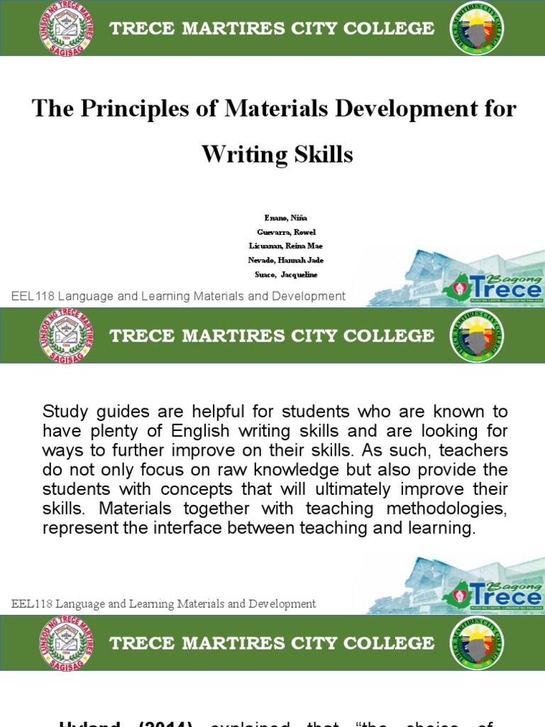 The Principles of Materials Development For Writing Skills | PDF ...