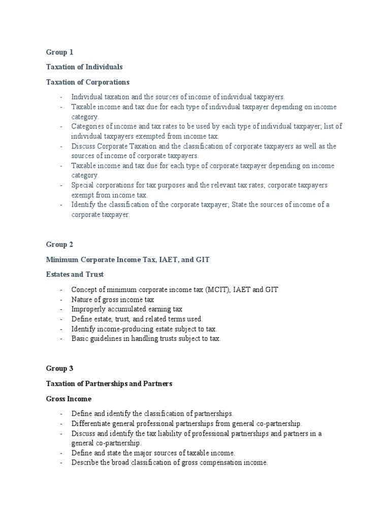 Income Taxation Syllabus | PDF | Tax Deduction | Taxes