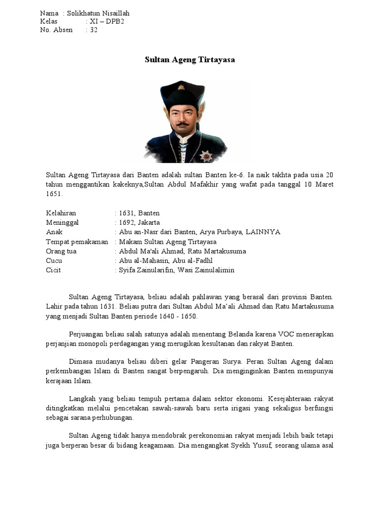 Biografi Sultan Ageng Tirtayasa | PDF | Sejarah