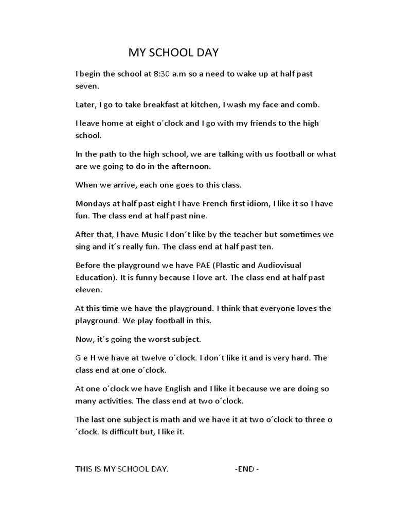 My School Day | PDF
