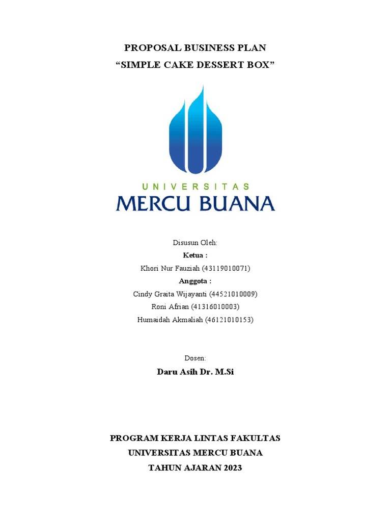Proposal Bisnis Simple Cakes | PDF