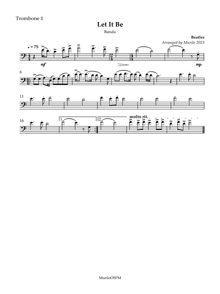 Let It Be - Trombone 1 | PDF