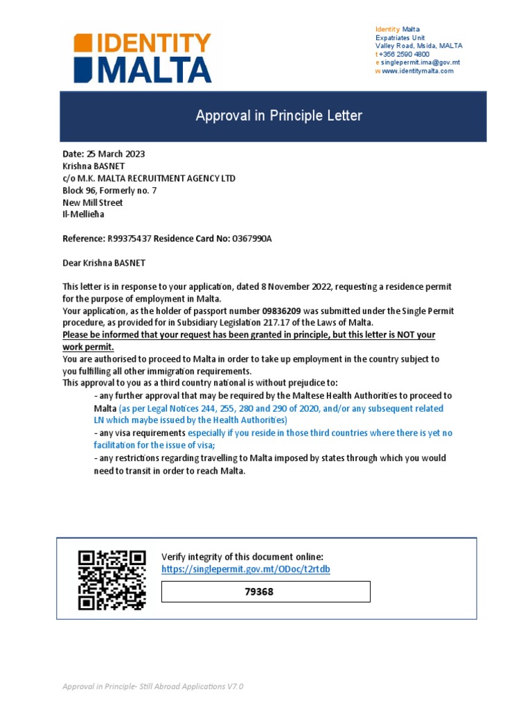 Approval in Principle Letter: Date: 25 March 2023 | PDF | Travel Visa ...