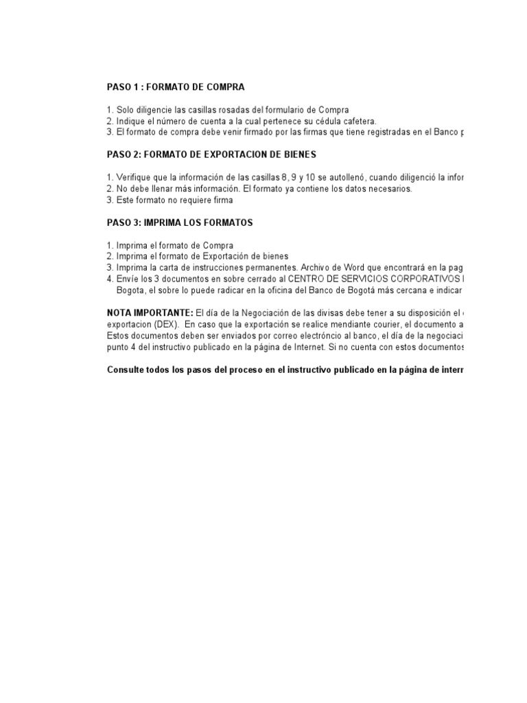 Formatos Compra de Divisas y Declaración de Cambio | PDF | Bancos | Moneda