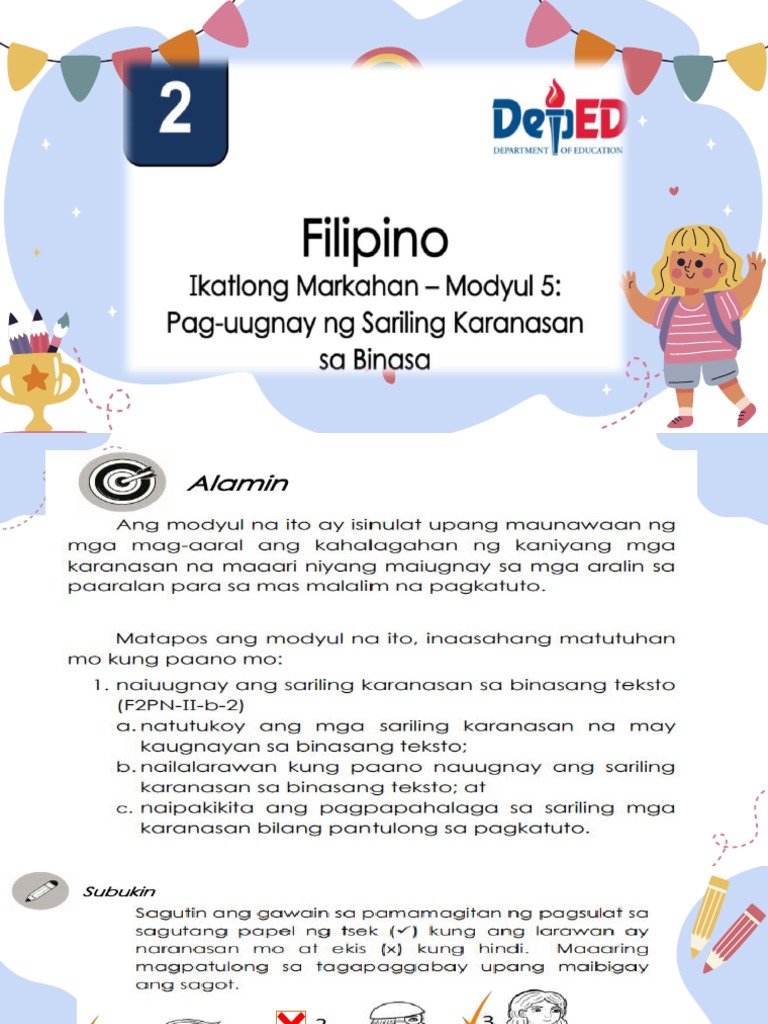 FILIPINO... WEEK-6... DAY 1..3rdqtr | PDF