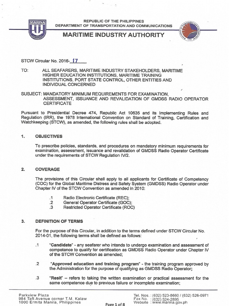 STCW Circular No. 2016 17 PDF | PDF