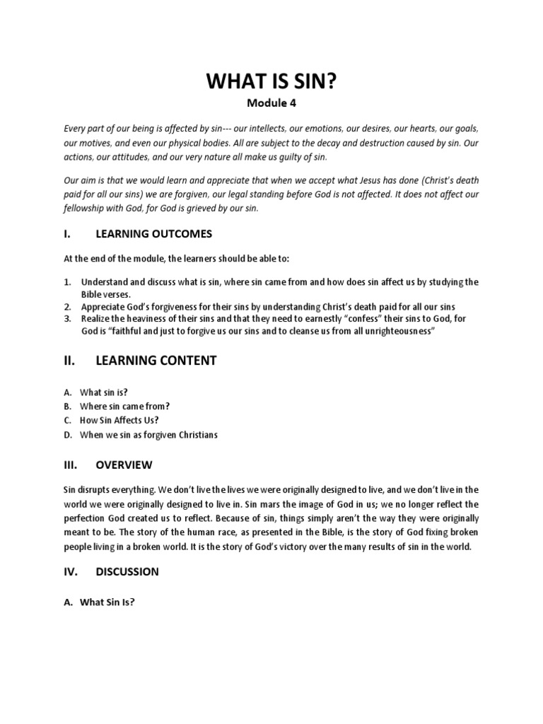 Module 4 WHAT IS SIN PDF Sin Forgiveness