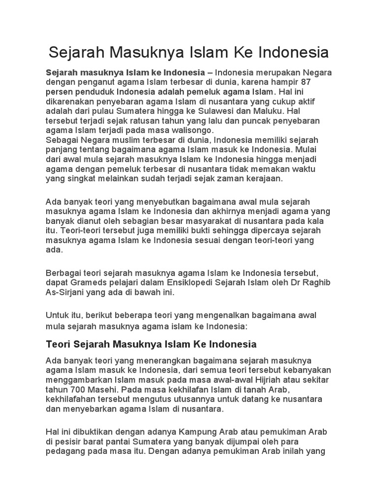 Sejarah Masuknya Islam ke Indonesia | PDF