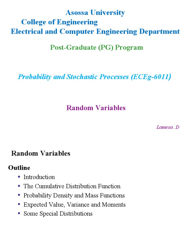 02-Random Variables | PDF | Probability Distribution | Probability Density Function