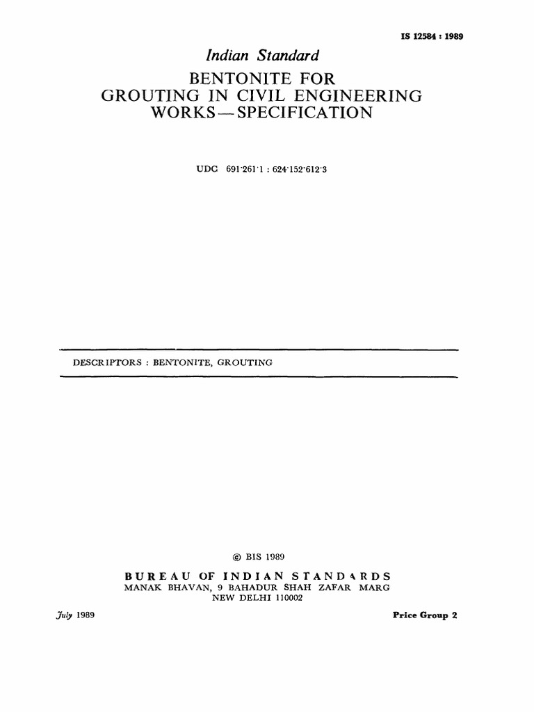 IS 12584-1989 - 1875 Bentonite | PDF