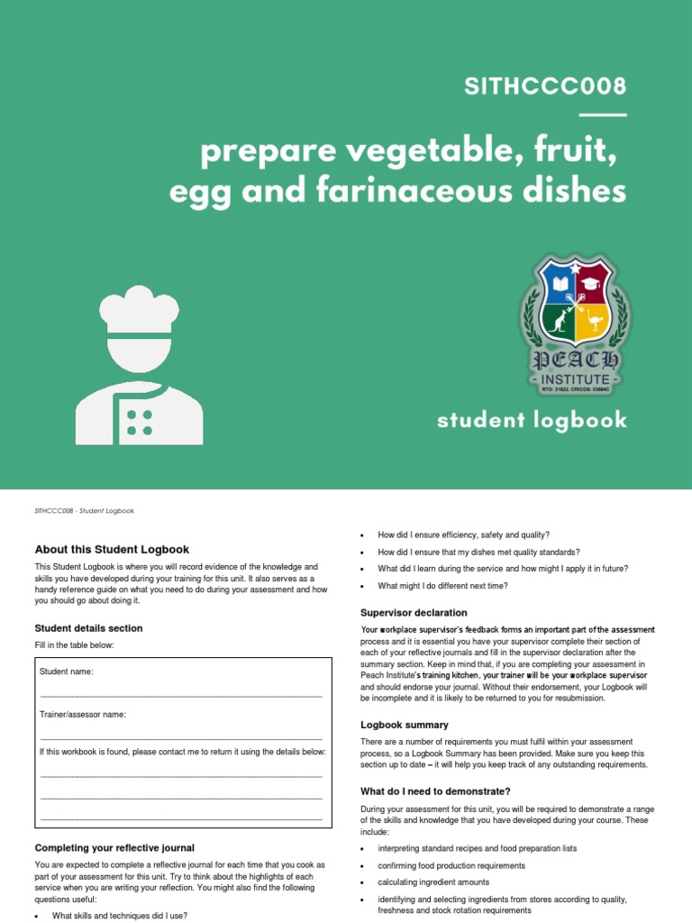 Cookery Skills Logbook for Assessment | PDF | Cooking | Recipe