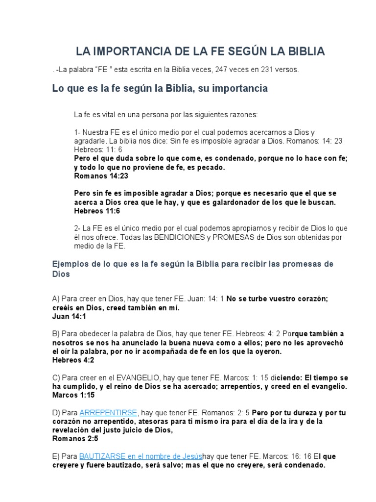 La importancia de la fe según la Biblia: Sus fundamentos y aplicaciones ...