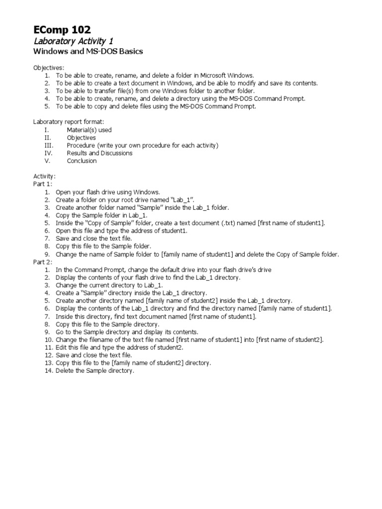 EComp 102 Lab 1 | PDF | Career & Growth