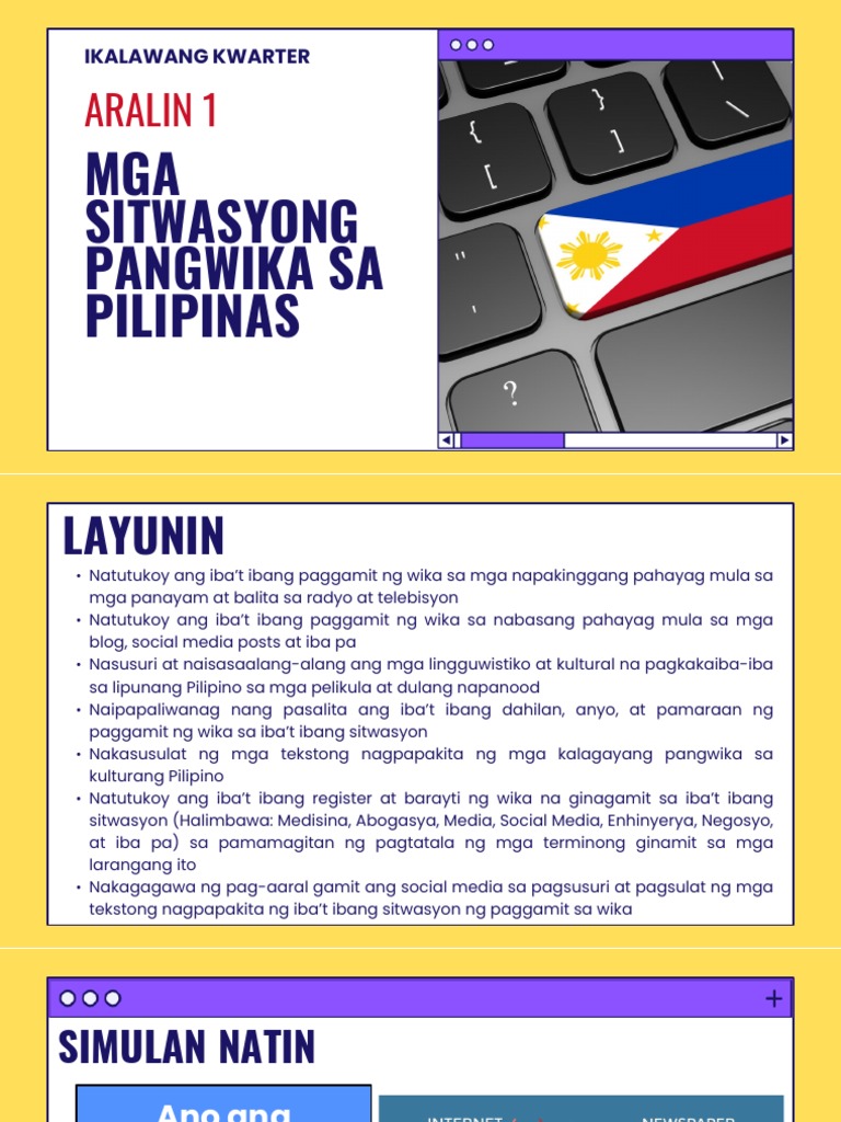 Aralin 1 SITWASYONG PANGWIKA PDF | PDF