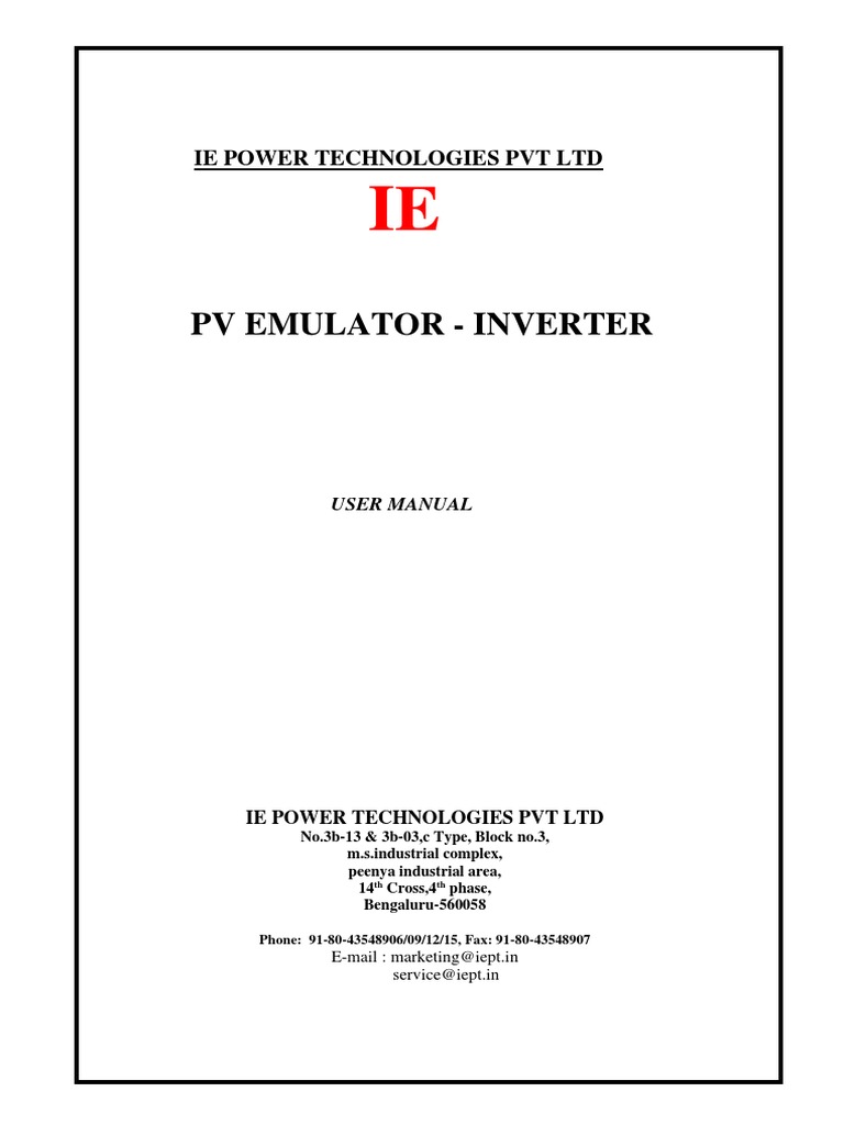 SOLAR PV EMULATOR NEW MANUAL - Rev 1 PDF | PDF | Power Inverter ...