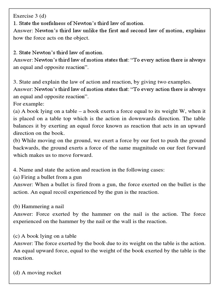 An Explanation of Newton's Third Law of Motion Through Worked Examples ...