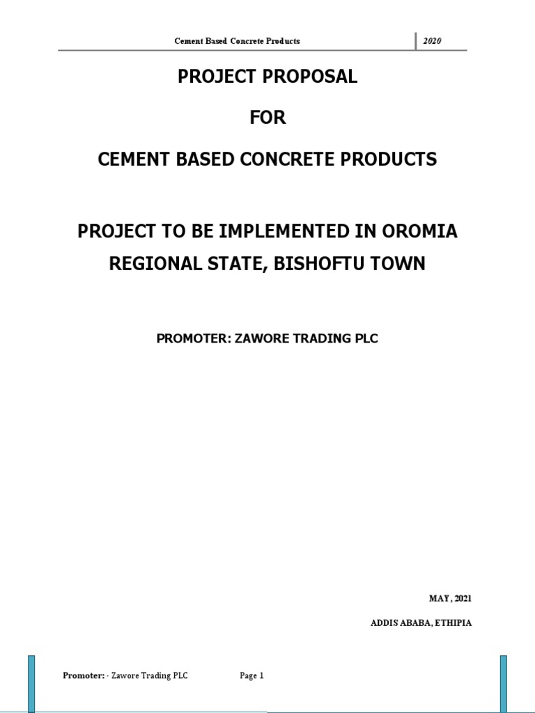 Cement Concrete Products Project Proposal | PDF | Concrete | Cement