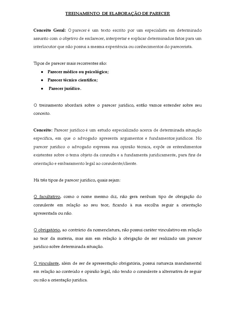Elaboração de Parecer | PDF | Sentença (jurídico) | Advogado