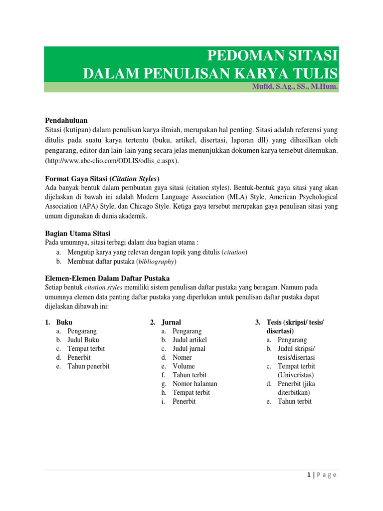 Pedoman Sitasi MLA PDF | PDF