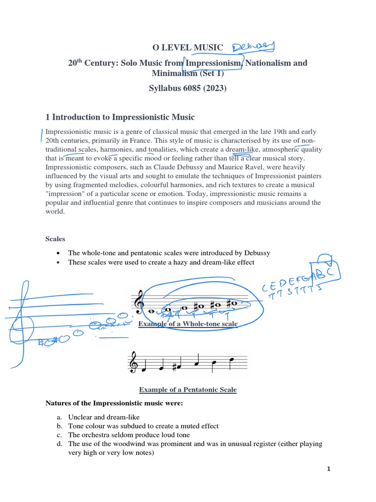 20th Century Impressionism music study guide.pdf | PDF | Scale (Music ...