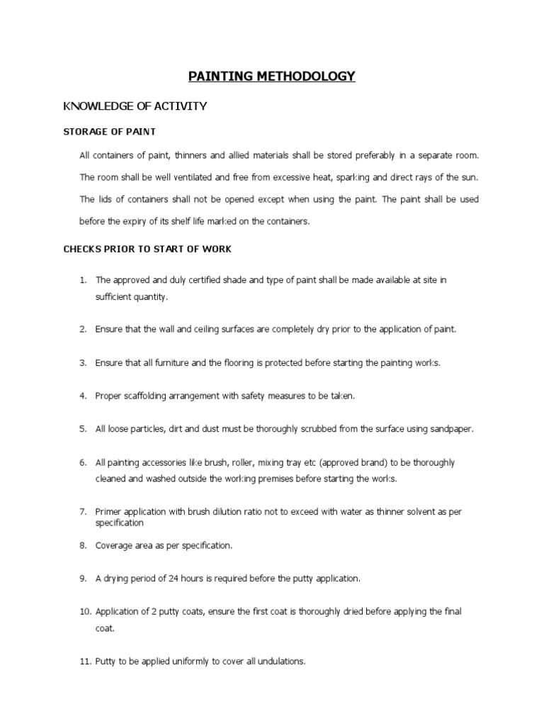 Painting Methodology | PDF | Paint | Secondary Sector Of The Economy