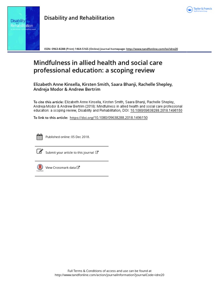 Mindfulness in Allied Health and Social Care Professional Education PDF ...