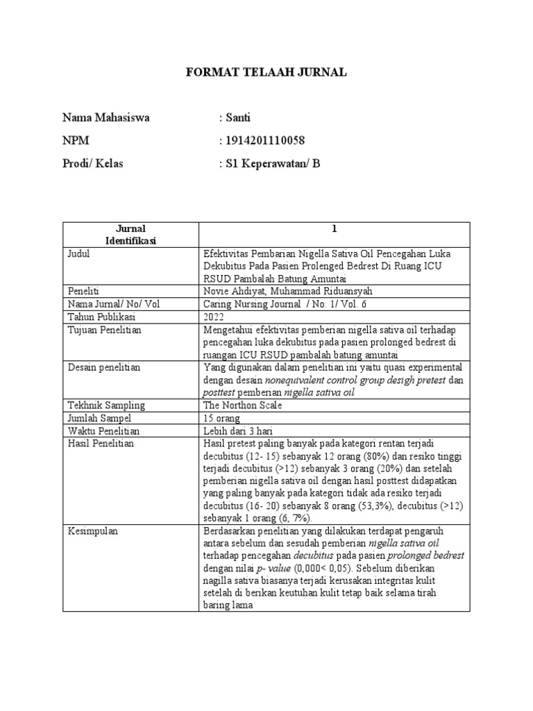 Format Telaah Jurnal | PDF