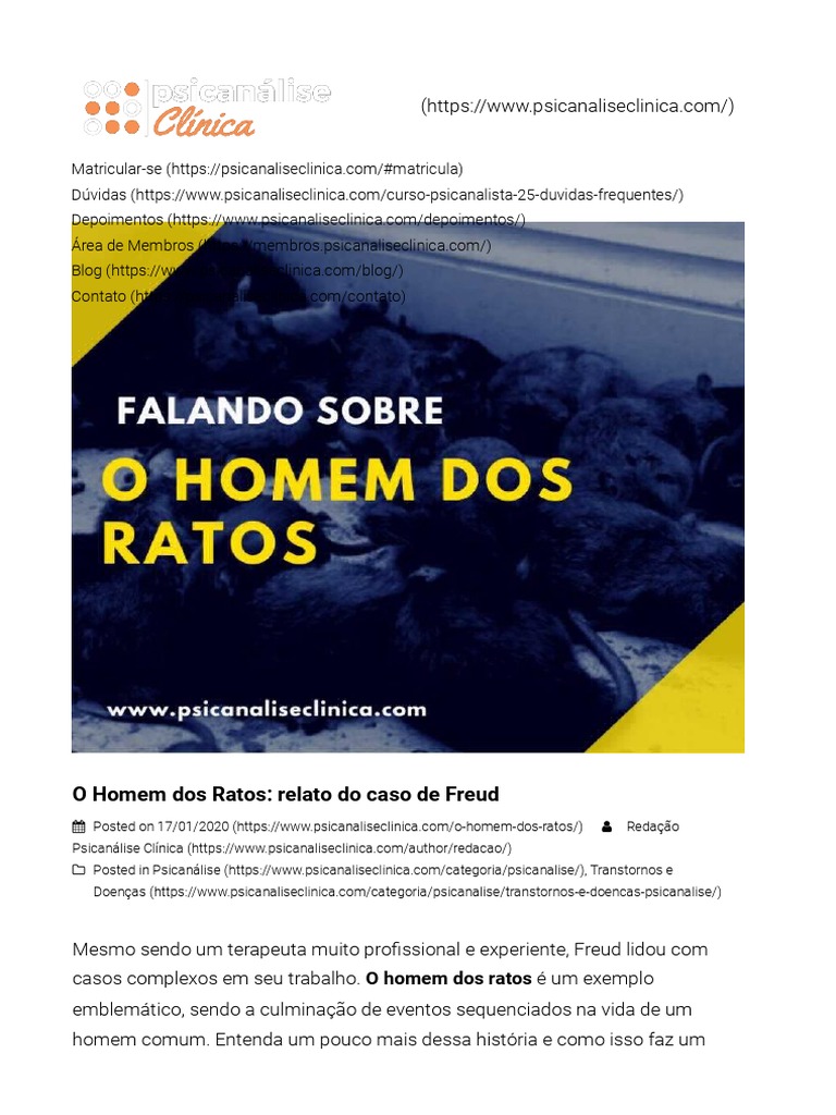 O Caso do Homem dos Ratos em Freud | PDF | Sigmund Freud | Psicanálise