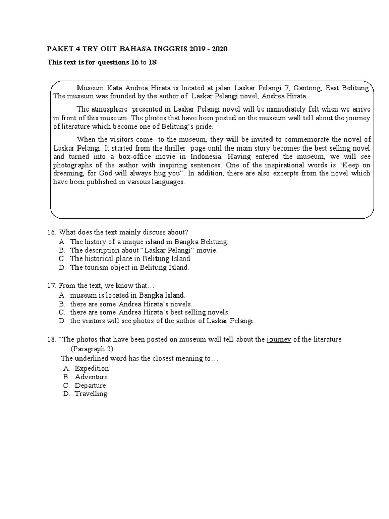 English Try Out Package 2019-2020 | PDF | Flood | Earth Sciences
