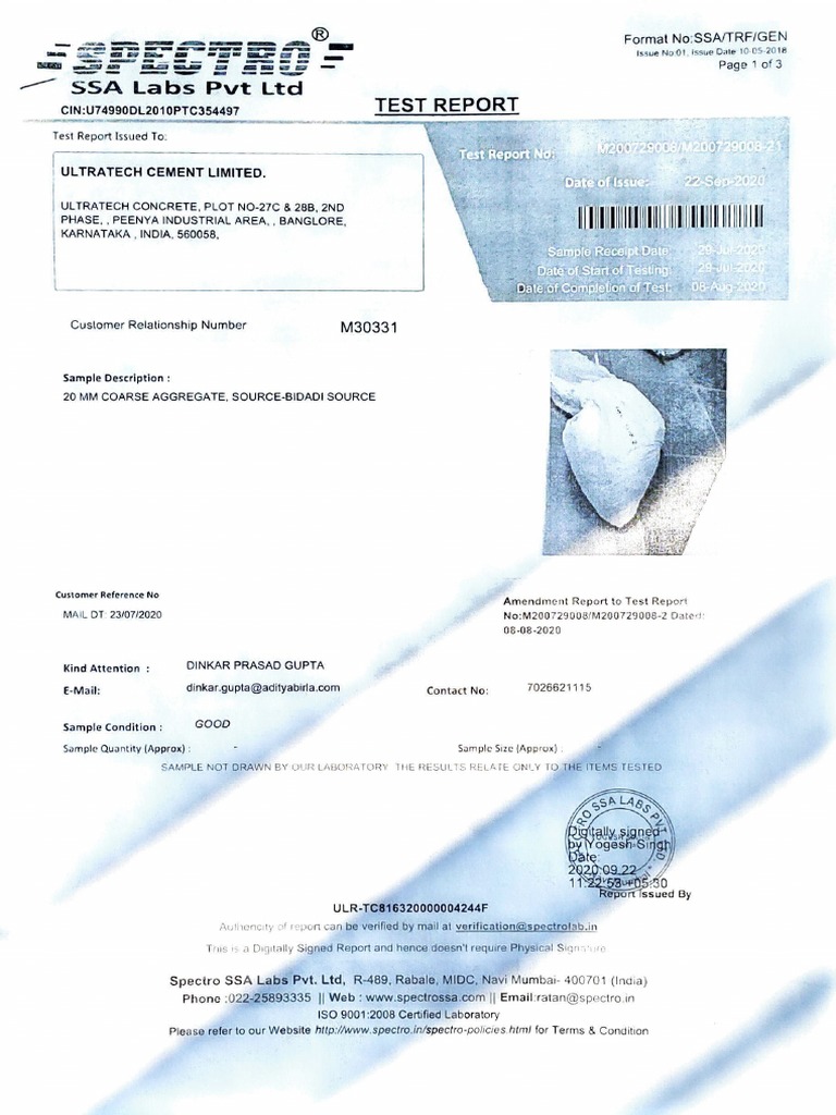 20 MM Third Party Test Report PDF | PDF | Materials | Chemical Substances