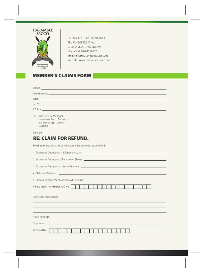 Claims Form PDF | PDF