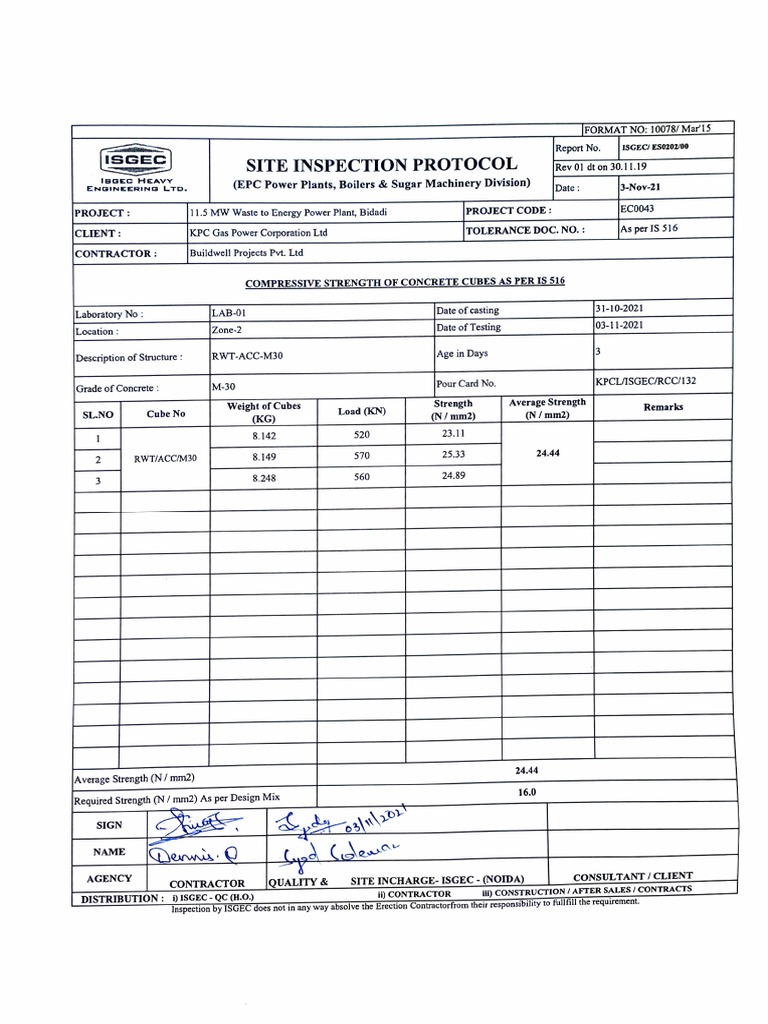 Concrete Cube Test Report M30 | PDF | Power (Physics) | Sustainable ...